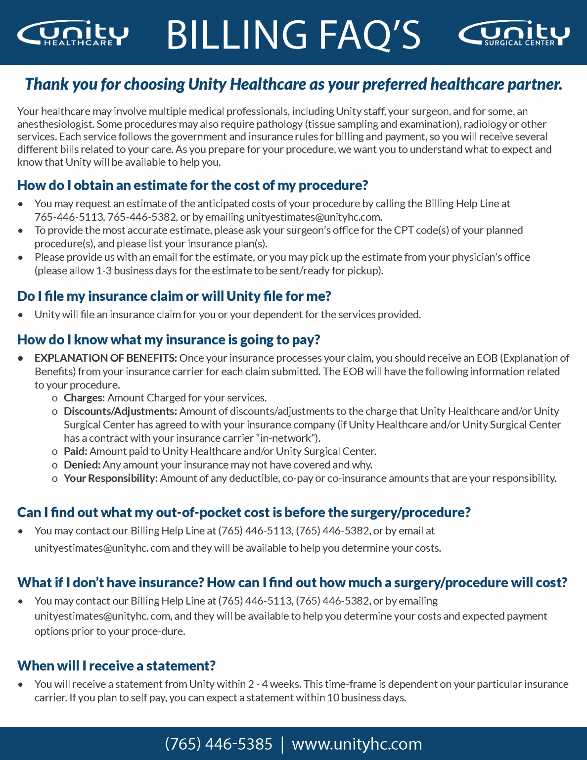 Pay Your Bill Online! - Unity Healthcare